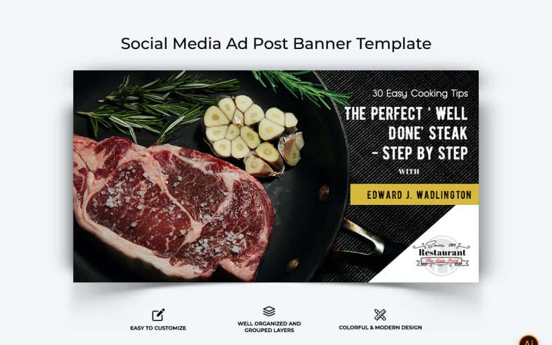 Restaurant and Food Facebook Cover Banner Design Template-10