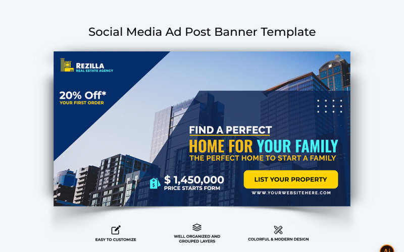 Real Estate Facebook Ad Banner Design-12 - TemplateMonster