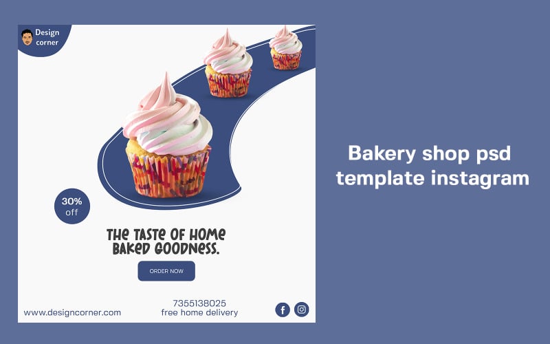 Bakery Shop Banner PSD Template Social Media