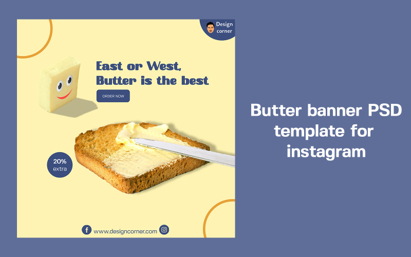 Butter Banner PSD Template Social Media - TemplateMonster