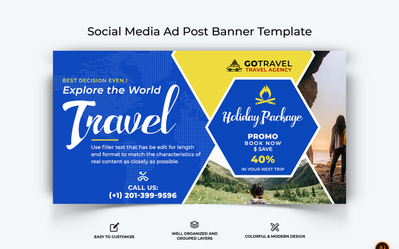 Travel Facebook Ad Banner Design-29 #282743 - TemplateMonster