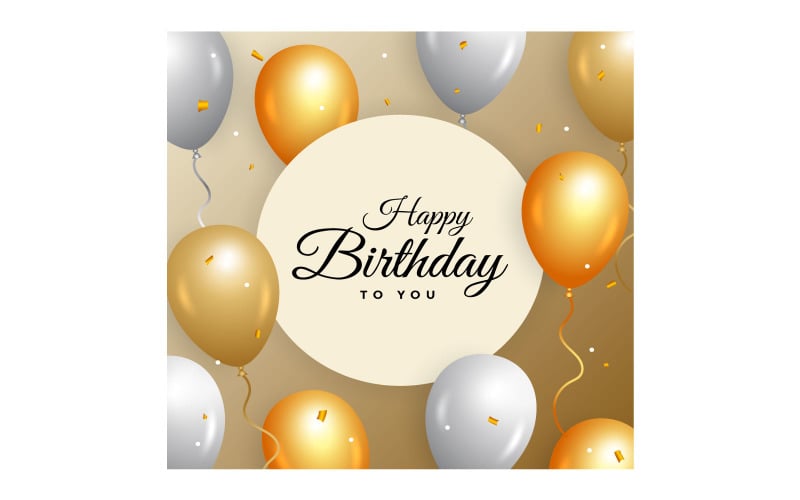 Birthday Card with Realistic Balloons - TemplateMonster