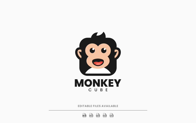 Logotipo de mascote simples do cubo de macaco