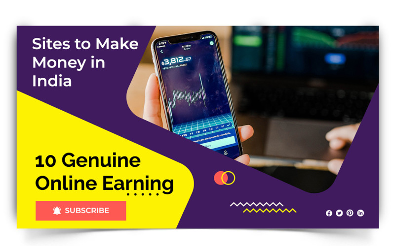 Online Money Earnings YouTube Thumbnail Design Template-09