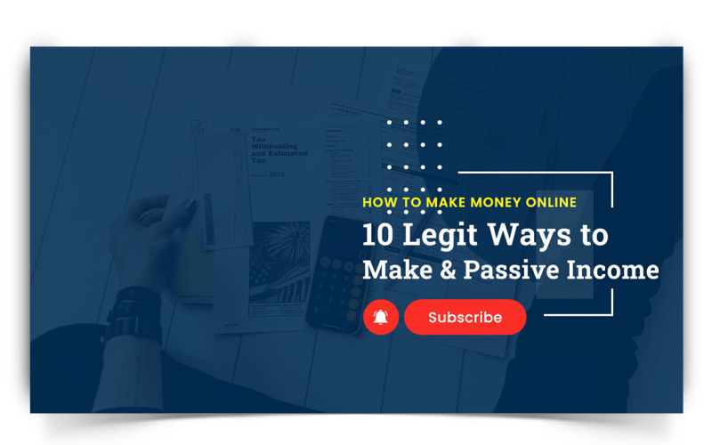 Online Money Earnings YouTube Thumbnail Design Template-18