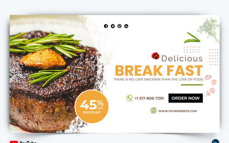 Restaurant and Food YouTube Thumbnail Design Template-04