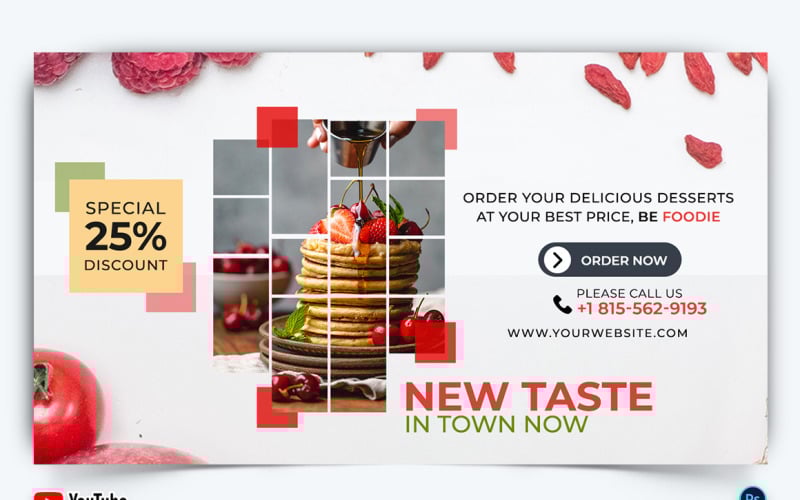 Restaurant and Food YouTube Thumbnail Design Template-16