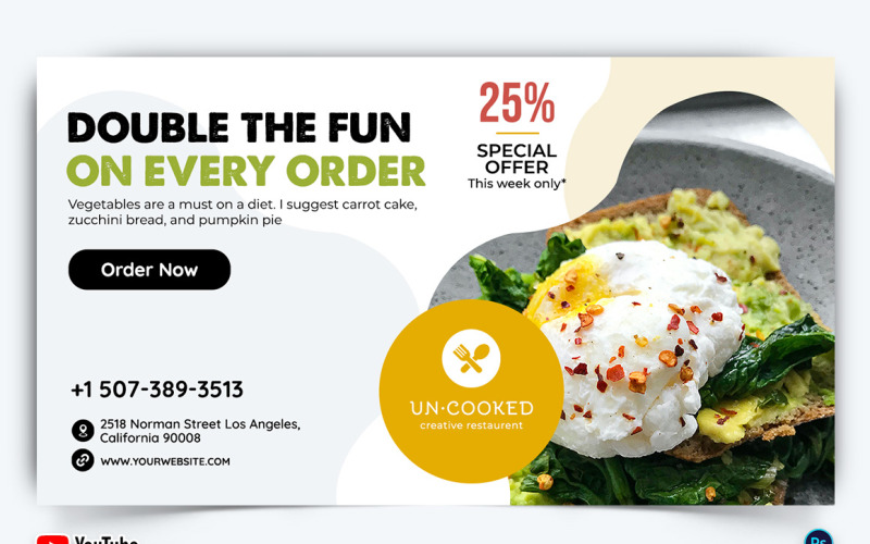 Restaurant and Food YouTube Thumbnail Design Template-24
