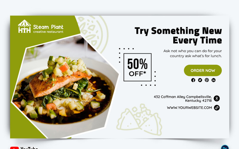 Restaurant and Food YouTube Thumbnail Design Template-27