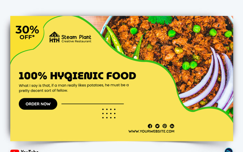 Restaurant and Food YouTube Thumbnail Design Template-29