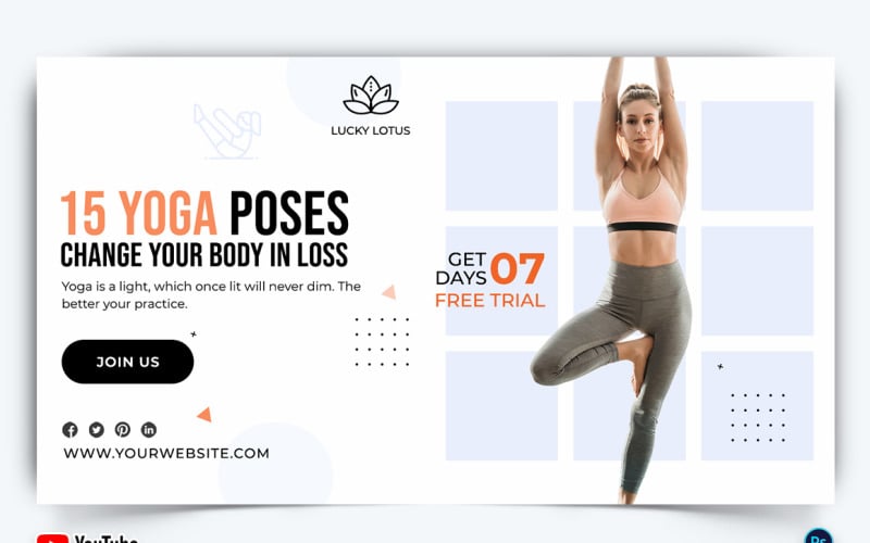 Yoga and Meditation YouTube Thumbnail Design Template-30