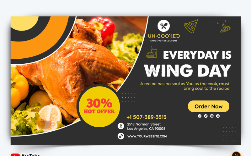 Restaurant and Food YouTube Thumbnail Design -01