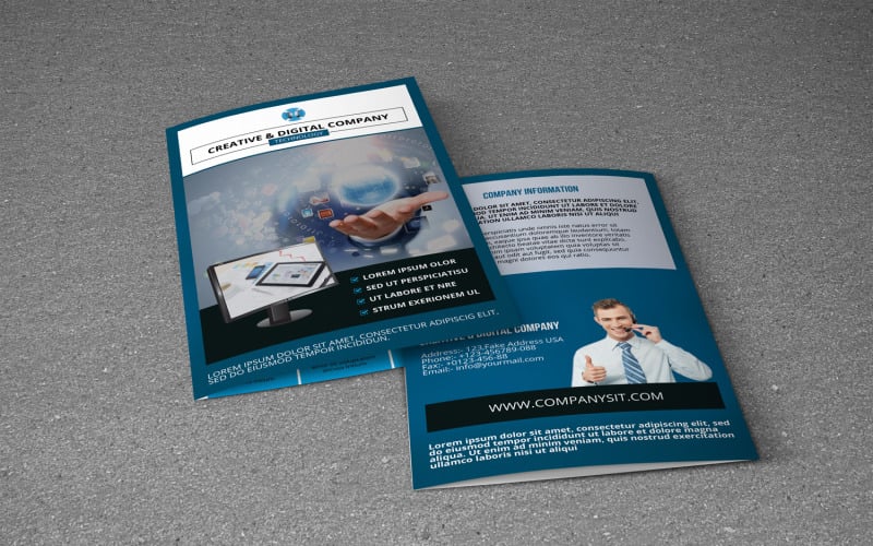 Printable Corporate Bifold Brochure Template