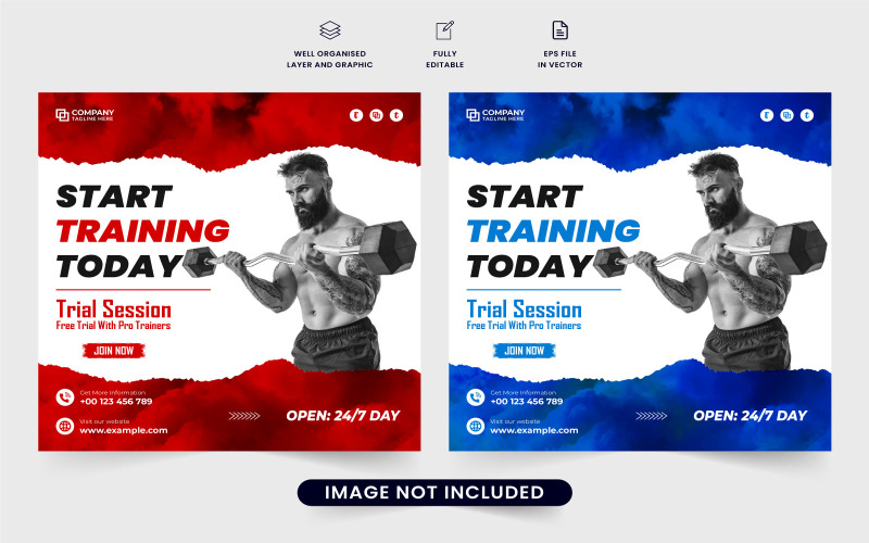 Gym business promotion template vector - TemplateMonster