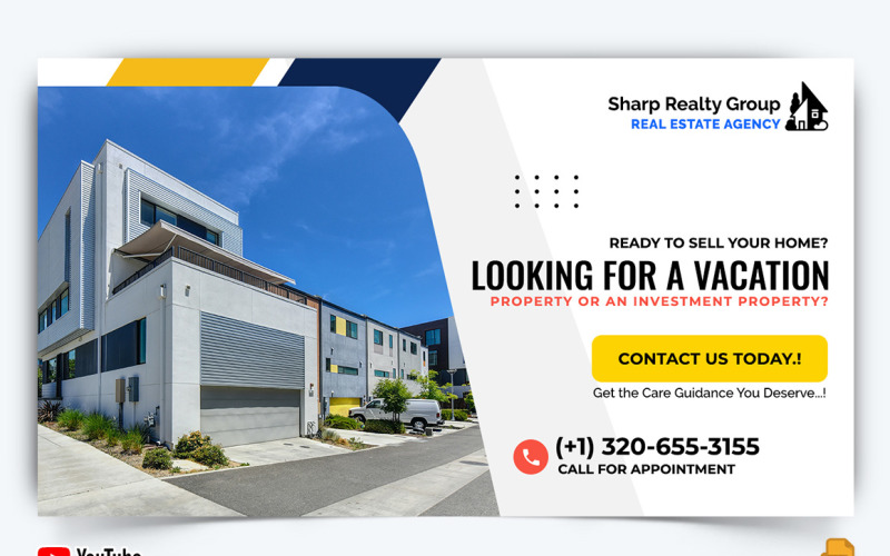 Real Estate YouTube Thumbnail Design -007 - TemplateMonster