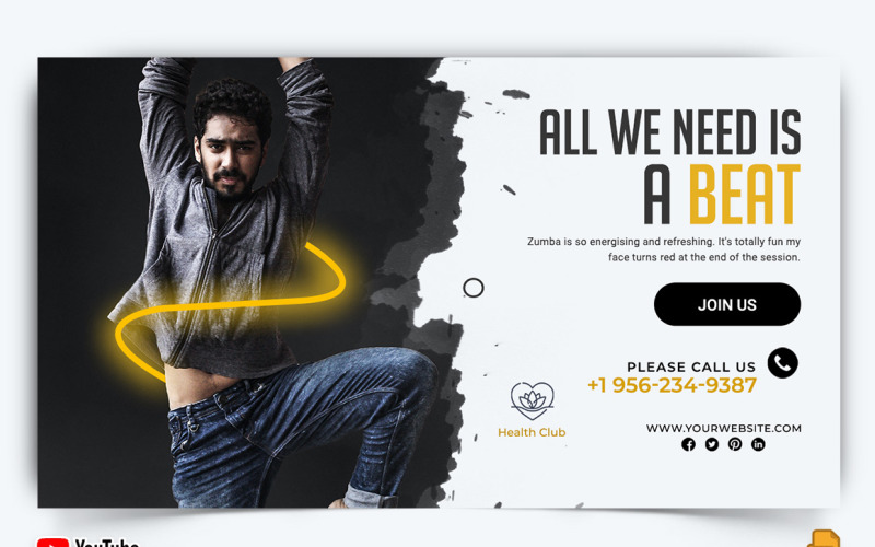 Zumba Dance YouTube Thumbnail Design -006 - TemplateMonster