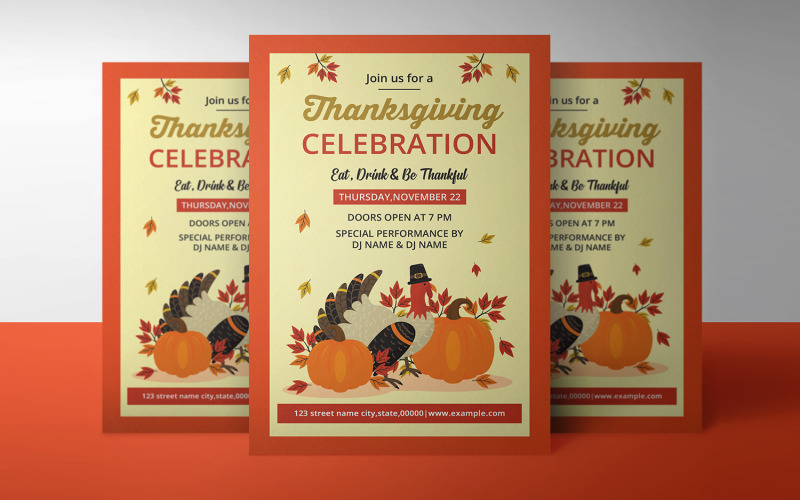 Šablona letáku Pozvánka na večírek díkůvzdání