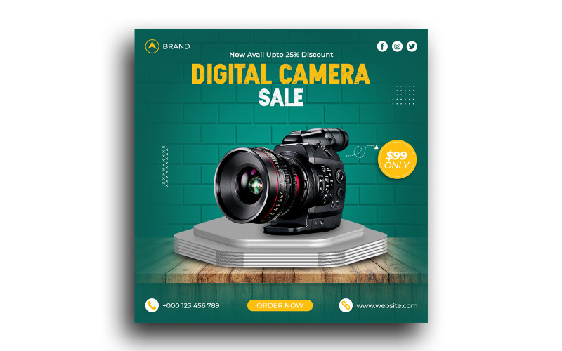 Camera Sale Social Media banner template - TemplateMonster