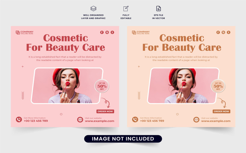 Cosmetic social media post template #285576 - TemplateMonster