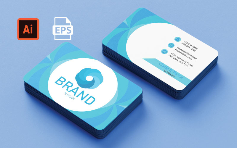 Free Creative Blue Color Business Card - Business Card