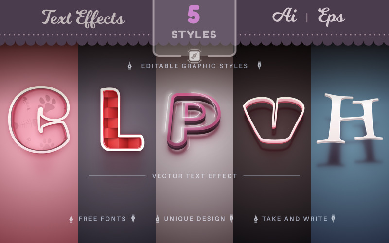 Set 5 Love Effets de texte modifiables, Styles de police 2