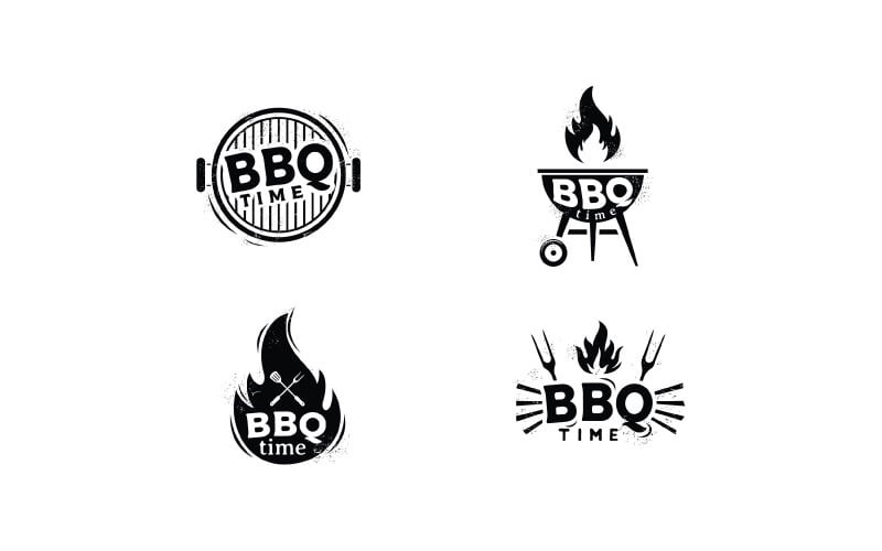 Design de logotipo de churrasco de churrasco vintage grill