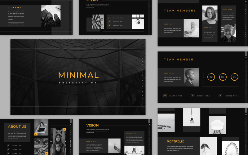 Minimale dunkle Business-PowerPoint-Präsentationsvorlage