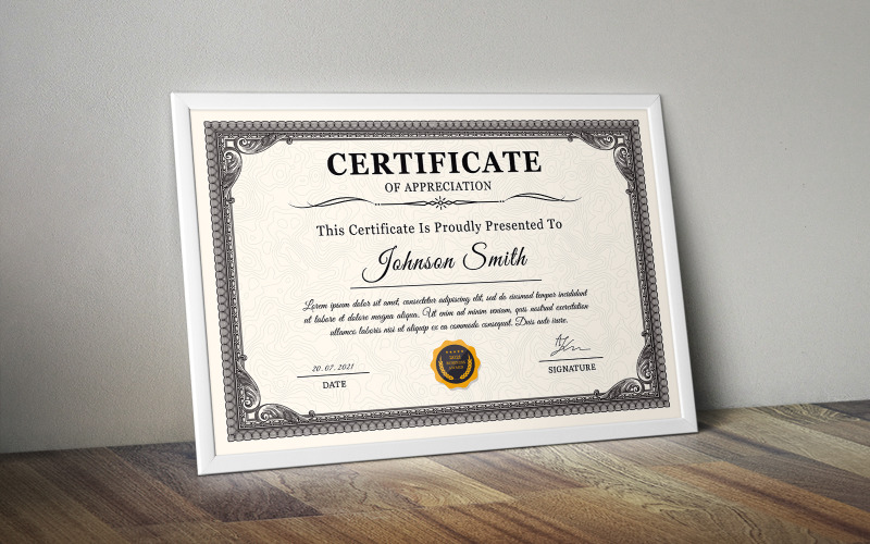 Classic Certificate Award Template 03 - TemplateMonster