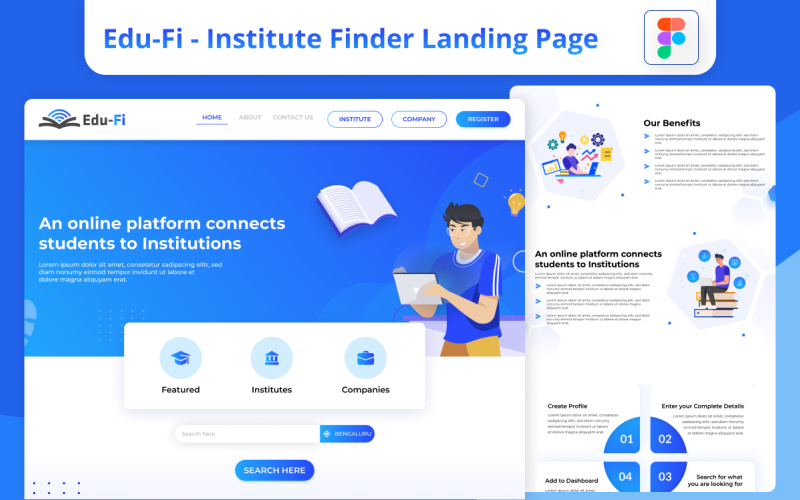 Edu-Fi - Institute Finder Landing Page Figma Kit