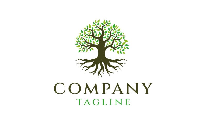 Vibrant Tree Logo, Tree And Root Logo Design Vector Template
