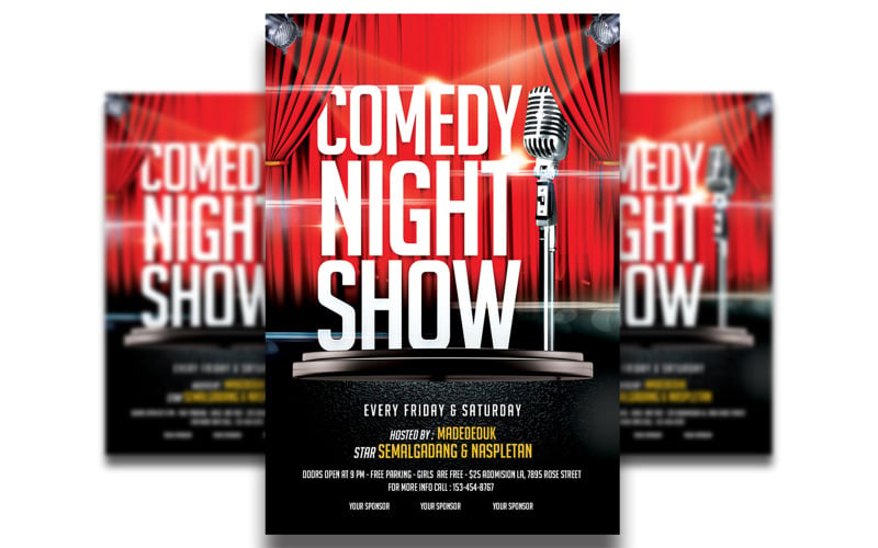 Comedy Show Flyer Template #3 #286197 - TemplateMonster