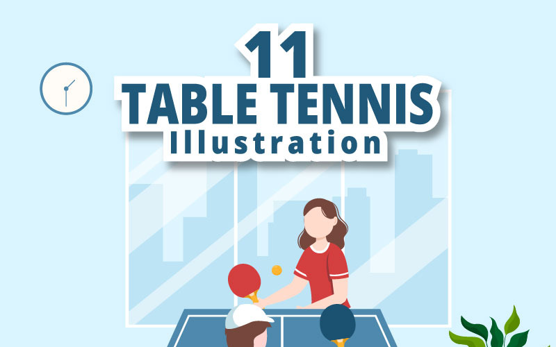 11 Playing Table Tennis Sports Illustration - TemplateMonster