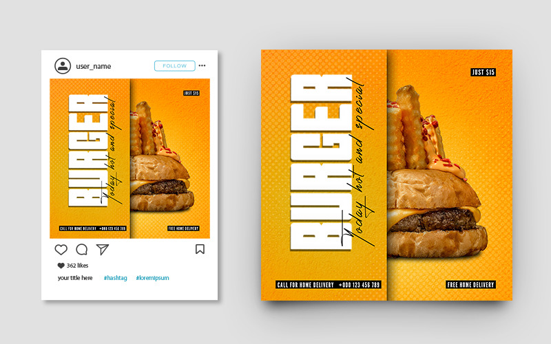 Burger Promo Social Media Post Banner Template