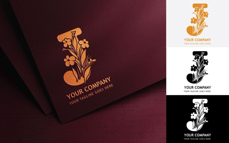 Floral Letter J Embroidery Logo Design-Brand Identity