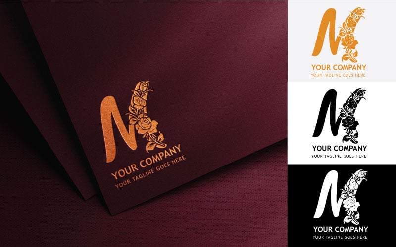 Floral Letter M Embroidery Logo Design-Brand Identity