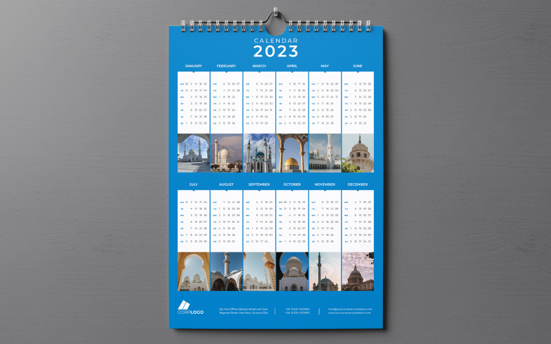 Calendrier 2023 Profil photo mural A3 - TemplateMonster
