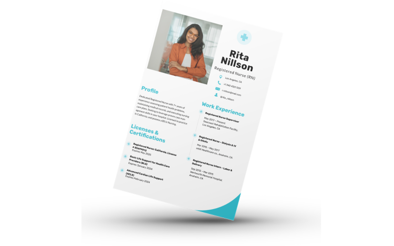 Modèle de CV pour les infirmières #286560 - TemplateMonster