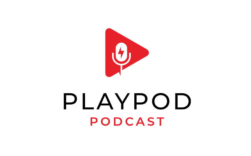 Play Media With Mic For Podcast Logo Design Inspiration