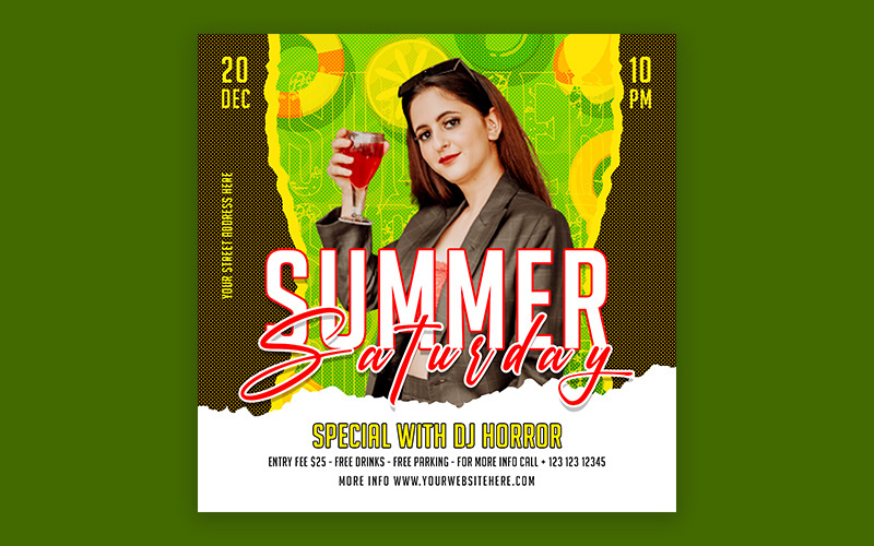 Summer Saturday Party Flyer Template - TemplateMonster