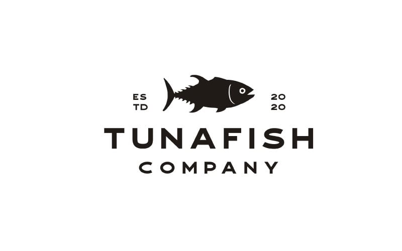 Vector de inspiración de diseño de logotipo de silueta de atún