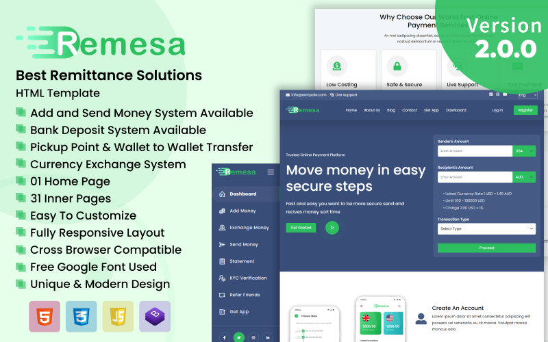 Remesa - Plantilla HTML de las mejores soluciones de remesas