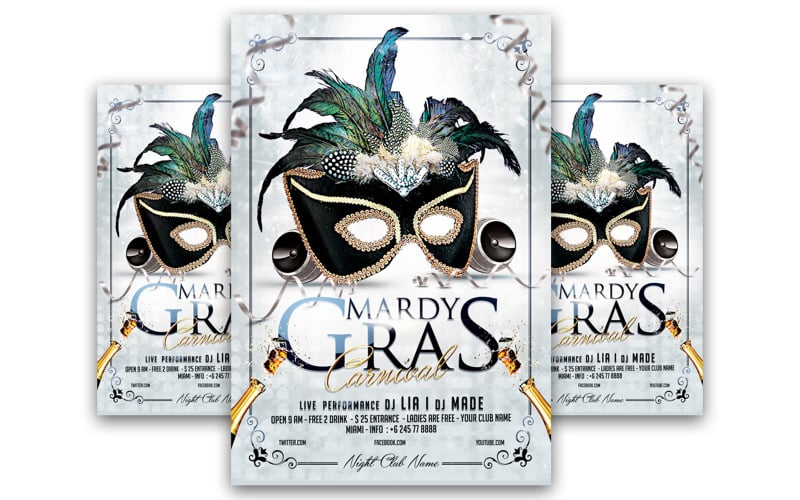 Mardy Gras Flyer Party #3 #286943 - TemplateMonster
