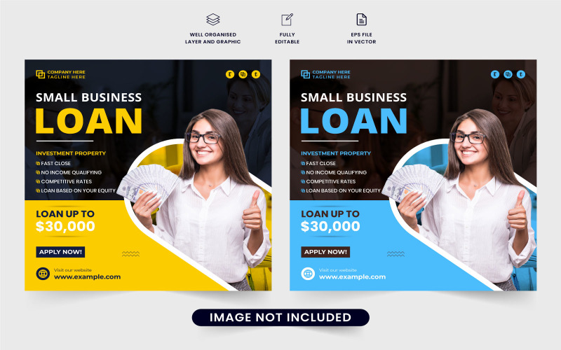 Business loan social media post vector - TemplateMonster