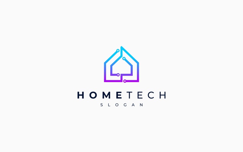 Logotipo digital del hogar de la tecnología de la casa inteligente
