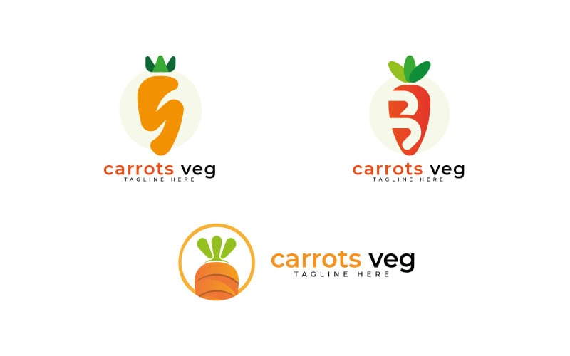 Carrot wordmark typography logo design template