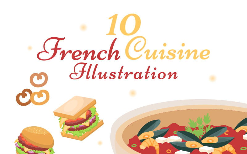10 ilustración de restaurante de cocina de comida francesa