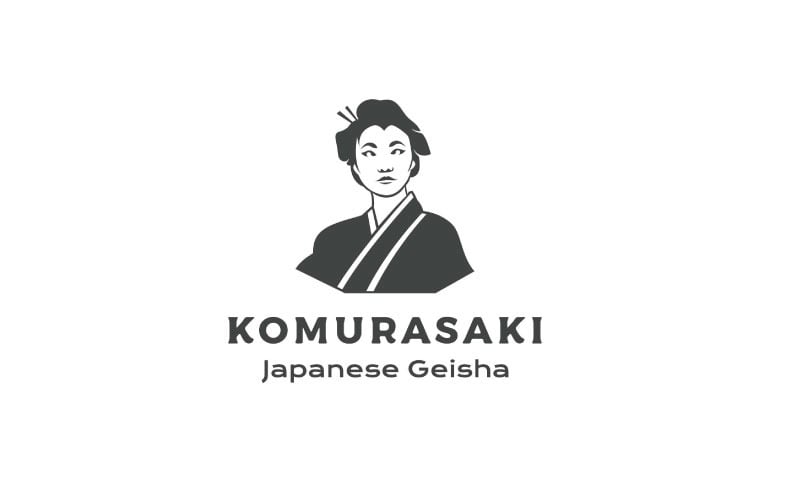 Beautiful Japanese Geisha Logo Design Vector