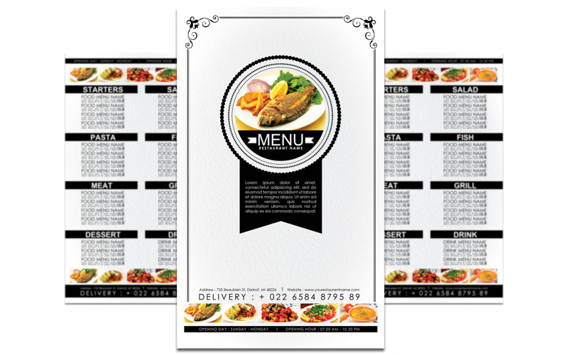 Modèle de menu alimentaire minimaliste - TemplateMonster