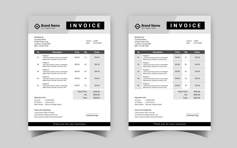 Professional Invoice Template Design 05 - TemplateMonster