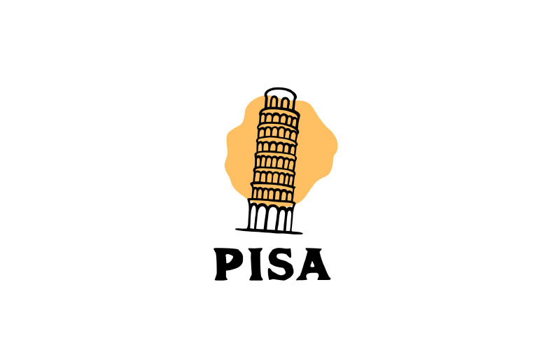 Vintage Hand Drawn Pisa Tower Logo Vector Illustration